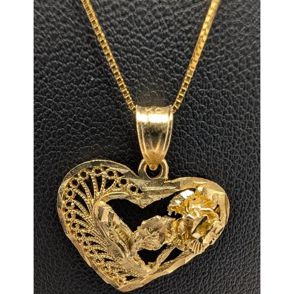 Unbranded | Jewelry | 4k Gold Vtg Heart Pendant Filigree Floral Design ...